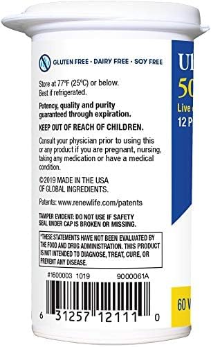 RENEW LIFE Ultimate Flora Max, 50 Billion, 12 Probiotic Strains, 60 Ve ...