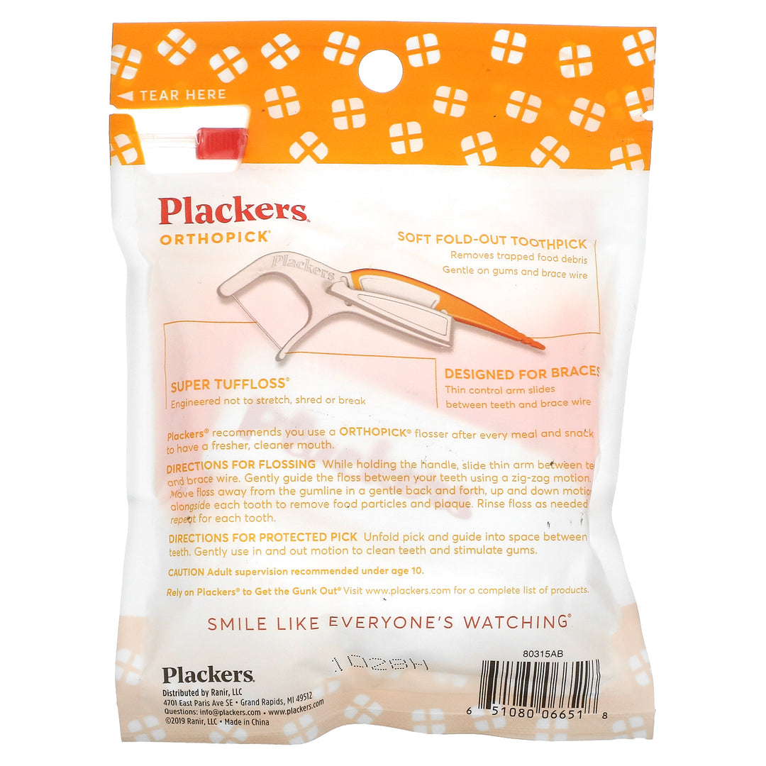 PLACKERS Orthopick, Dental Flossers, 36 Count, Tooth Picks for Braces ...